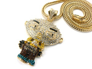 "ICED OUT-Stewie Silver Pendant w/FREE 36" Chain - The Black Bat