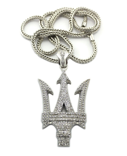 Maserati Pendant| SILVER Large 3" x 2.5" w/36" Chain - The Black Bat
