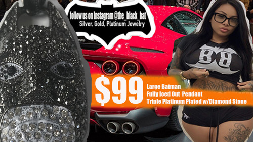 batman pendant, large batman pendant, iced out batman pendant