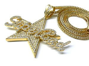 "Superbad-LIL BOOSIE GOLD Fully Iced Out Star Pendant w/ FREE 36" chain ...