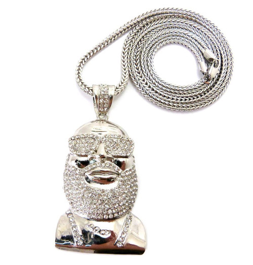 Rick Ross SILVER-Fully Iced Out Pendant w/ FREE 36" Chain - The Black Bat