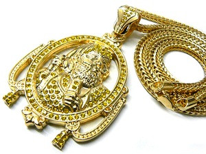 "1-Wiz Khalifa Zig Zag Man All Iced OUT Gold Piece w/FREE 36" Chain ...
