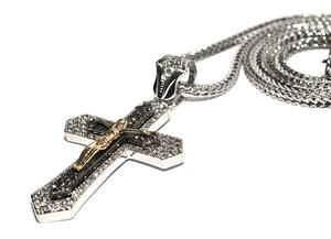 "Iced Out Jesus Cross w/Micropave Diamonds & FREE 36" Chain - The Black Bat