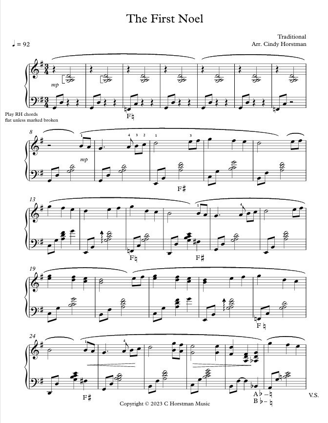 The First Noel for Solo Harp arr. by Cindy Horstman - PDF Download ...