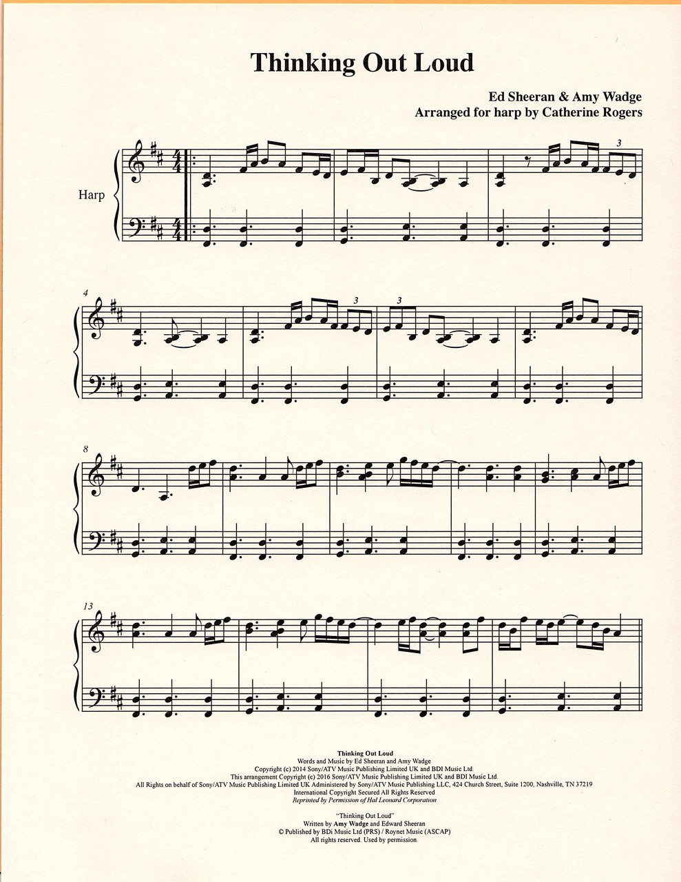 Ed Sheeran Thinking Out Loud Harp