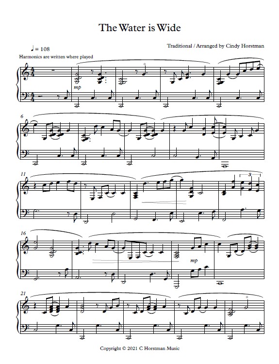 The Water is Wide arr. by Cindy Horstman PDF Download - Harp District