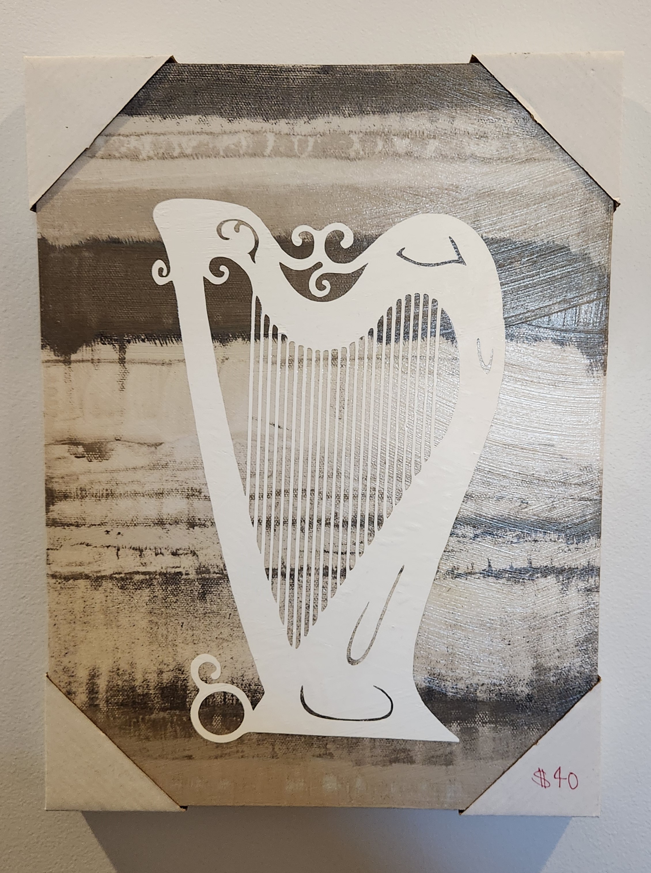 Harp Artwork - White Harp - Atlanta Harp Center LLC
