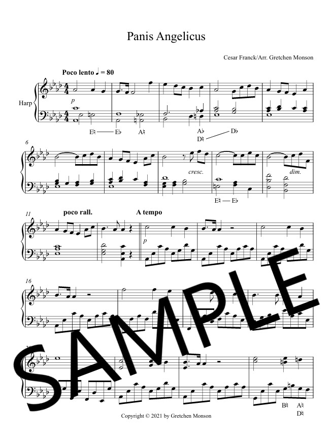 Panis Angelicus for Pedal Harp arr. by Gretchen Monson - PDF Download ...