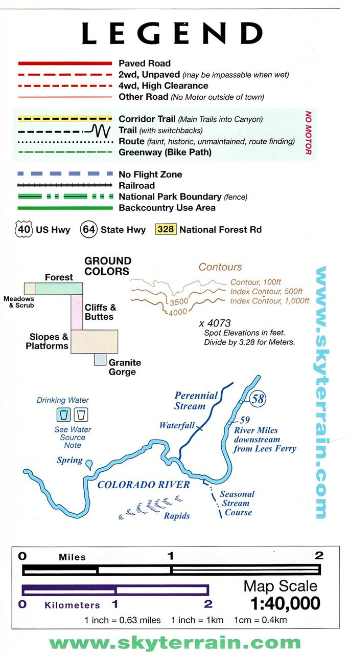 Grand Canyon National Park Sky Terrain Trail Map