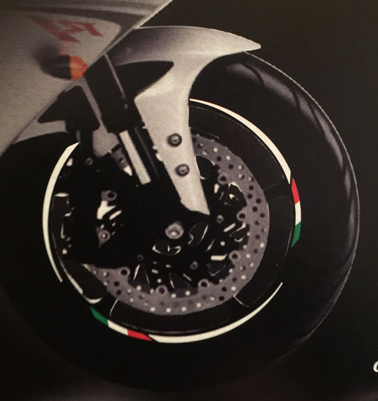 WHITE BLANCO WHEEL RIM STICKERS BLANCO WHITE ITALIAN FLAG 24 PIECES