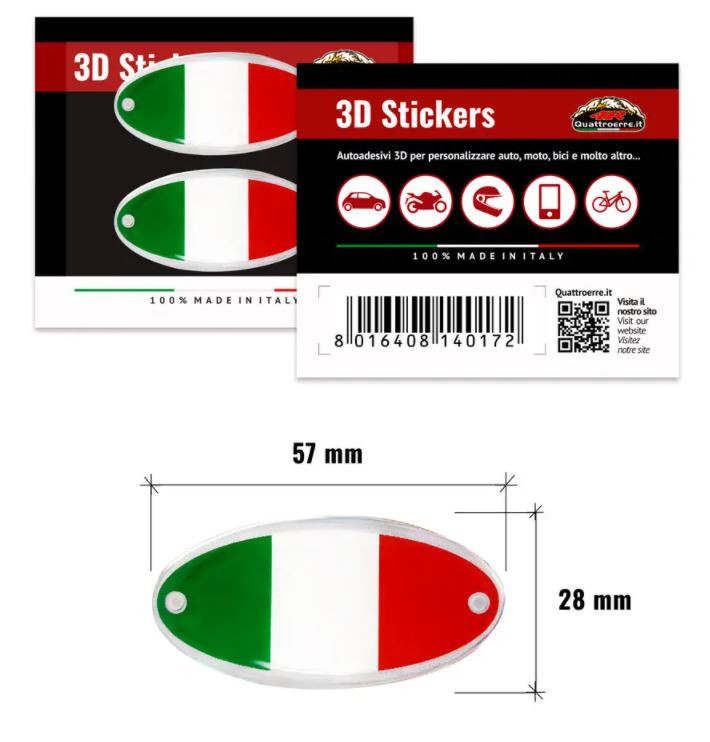 ITALIA ITALIAN OVAL RESIN 3D STICKERS MADE IN ITALY