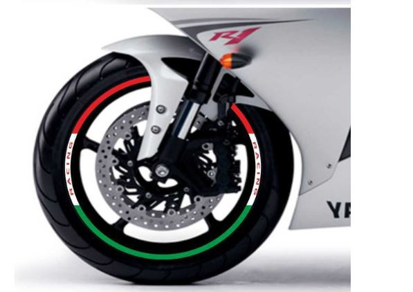 TRI COLOR WHEEL RIM STICKERS TRI COLOR VINYL ITALIAN FLAG 12 PIECES