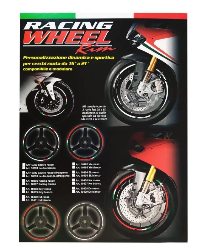 Wheel Rim Racing Modular MOTORCYCLE WHEEL RIM STICKER KIT ROSSA RED