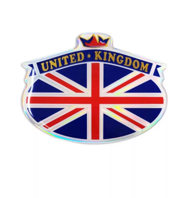 REFLECTIVE UK UNITED KINGDOM OVAL STICKERS EMBLEM MADE IN ITALY