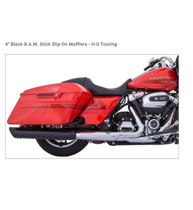 TAB PERFORMANCE 2017 UP 4" BLACK B.A.M. STICK SLIP-ON MUFFLERS FOR H-D ...