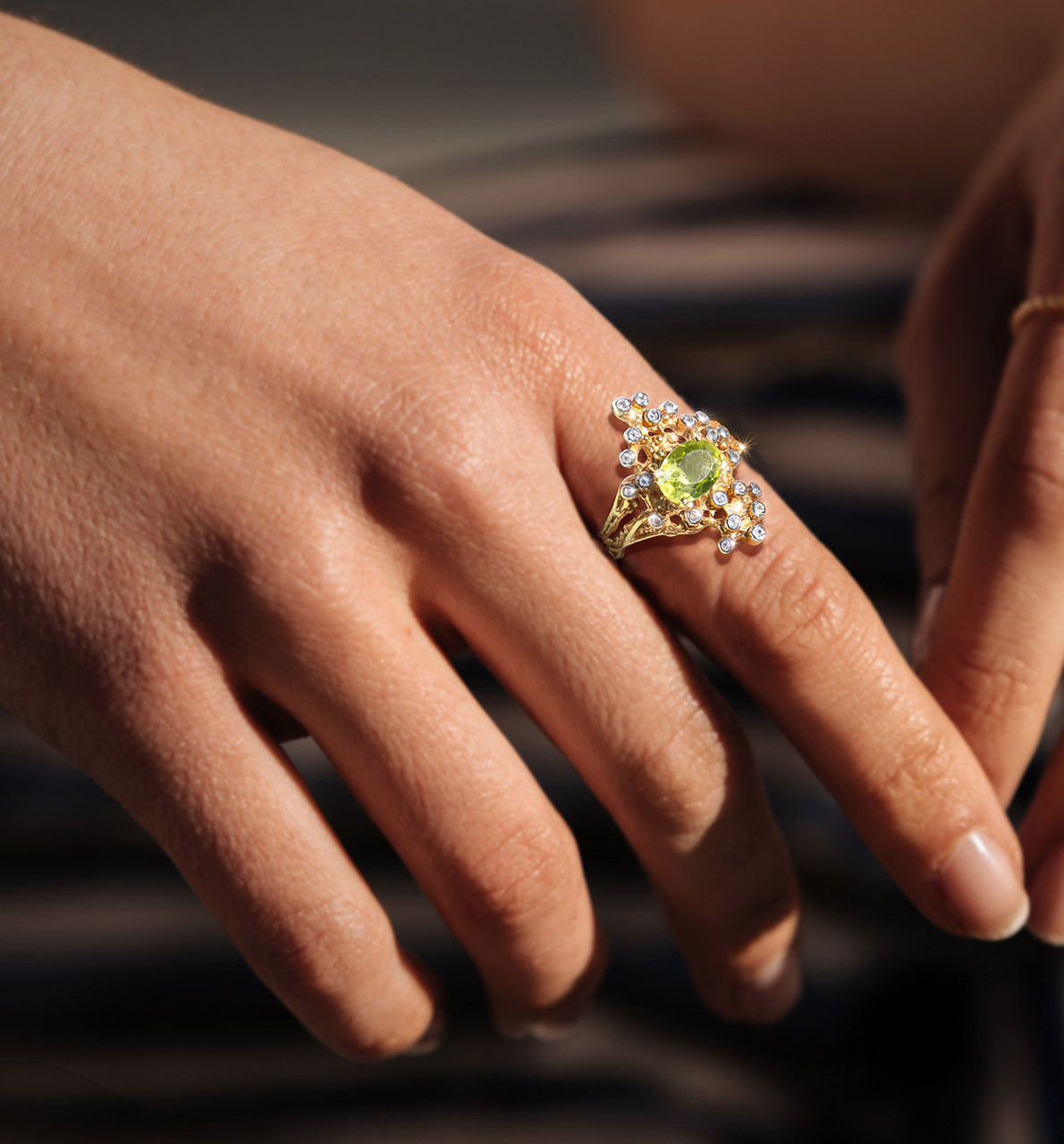 Peridot Ring. Desert flower transformation ring.