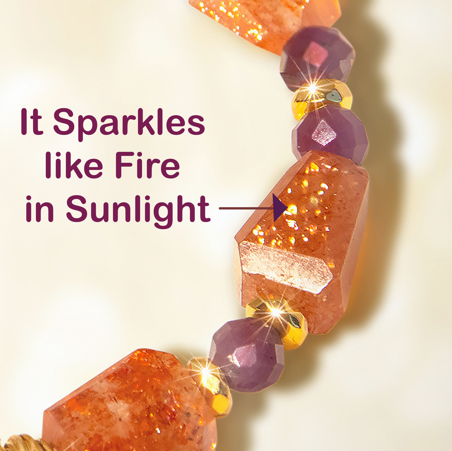 Firey Sunstone Bracelet With Ruby, Fluorite And Hematite