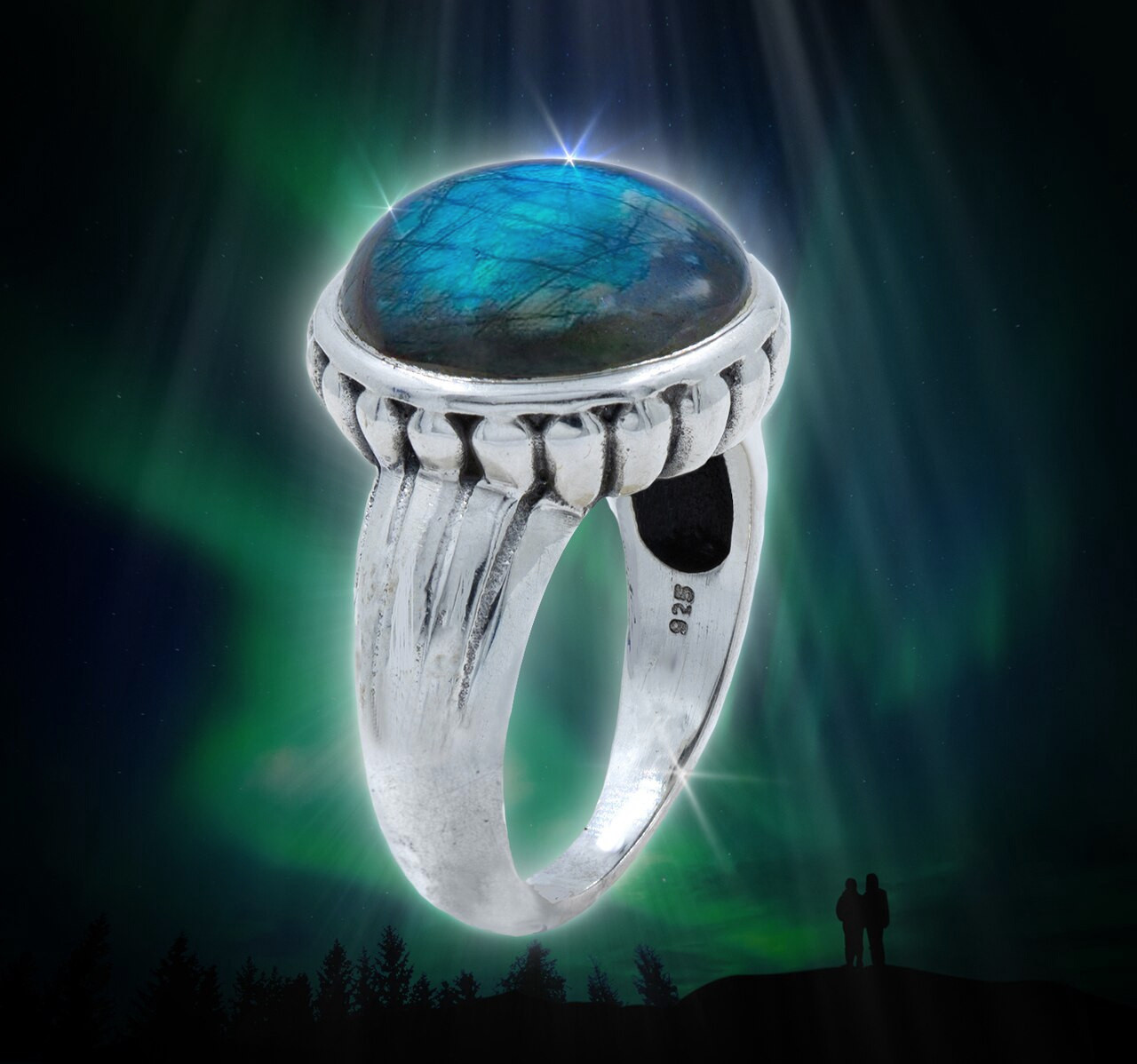 The Aurora Borealis Ring - Blue Fire Labradorite Ring