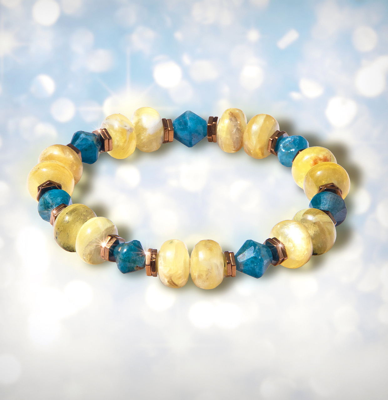 Lucky Yellow Mica And Blue Apatite Bracelet