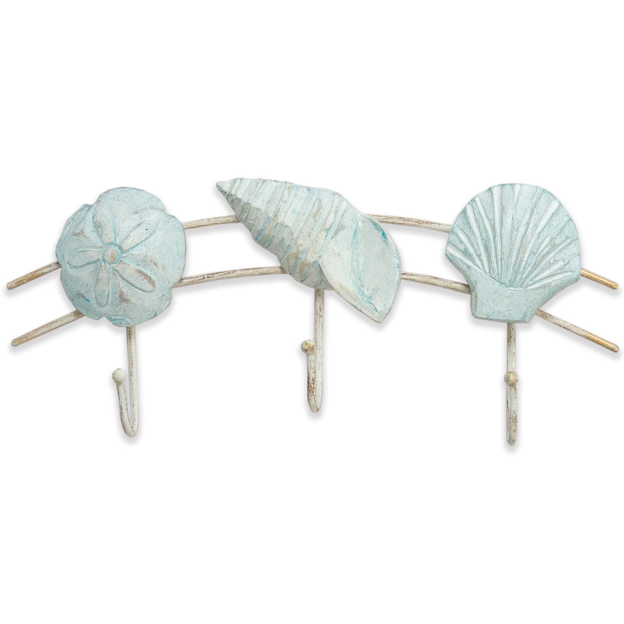 Hand Carved Wooden Shells Triple Hook CW069