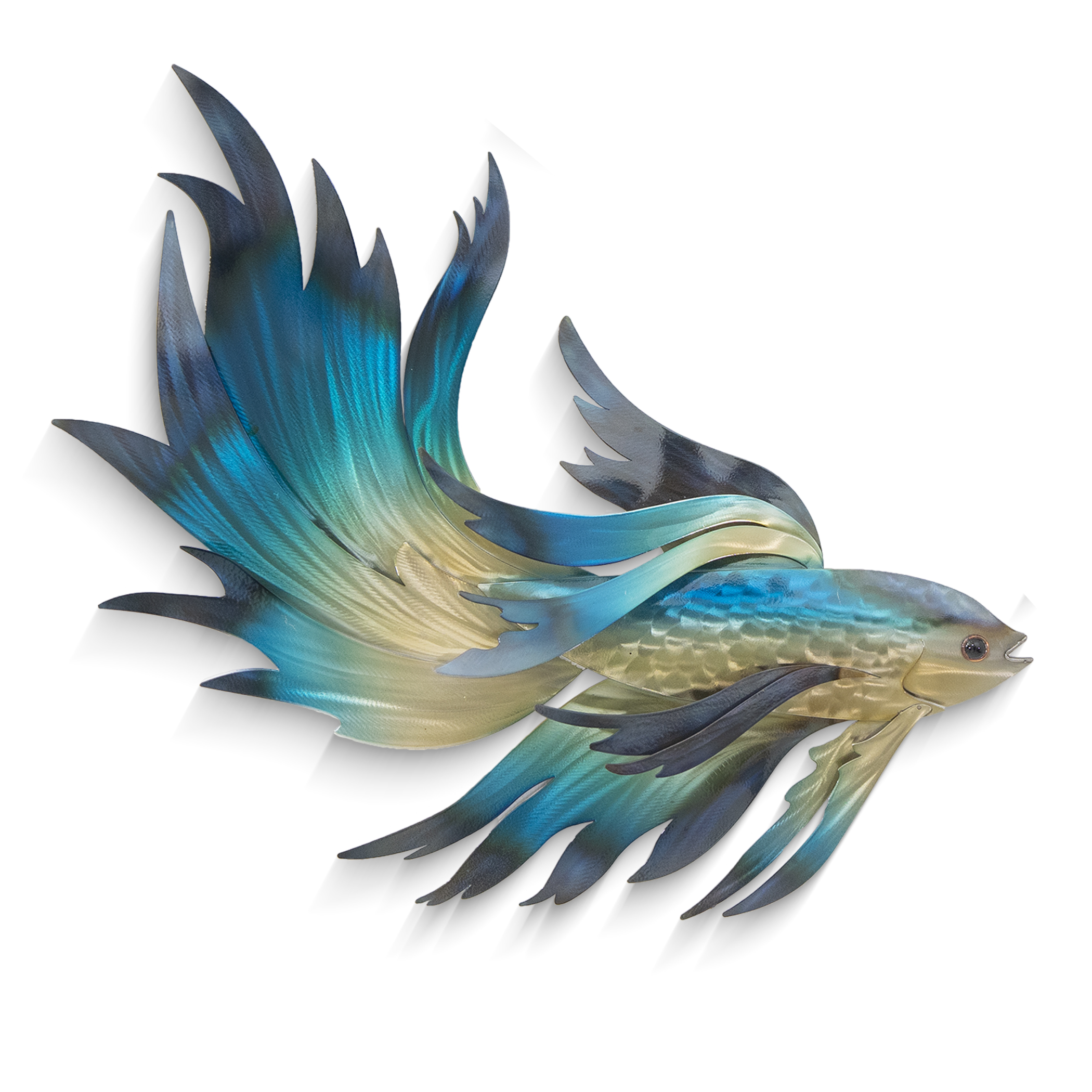 Fighting Fish Swim Right Metal Wall Art - CO179R