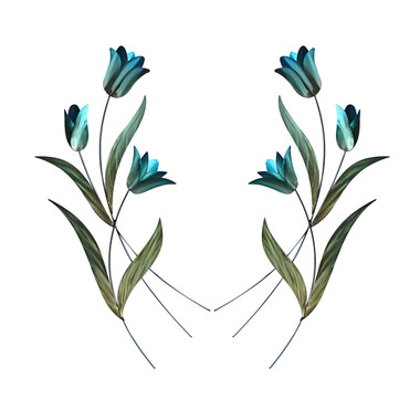 Tulip Pair Blue Metal Wall Sculpture CO174