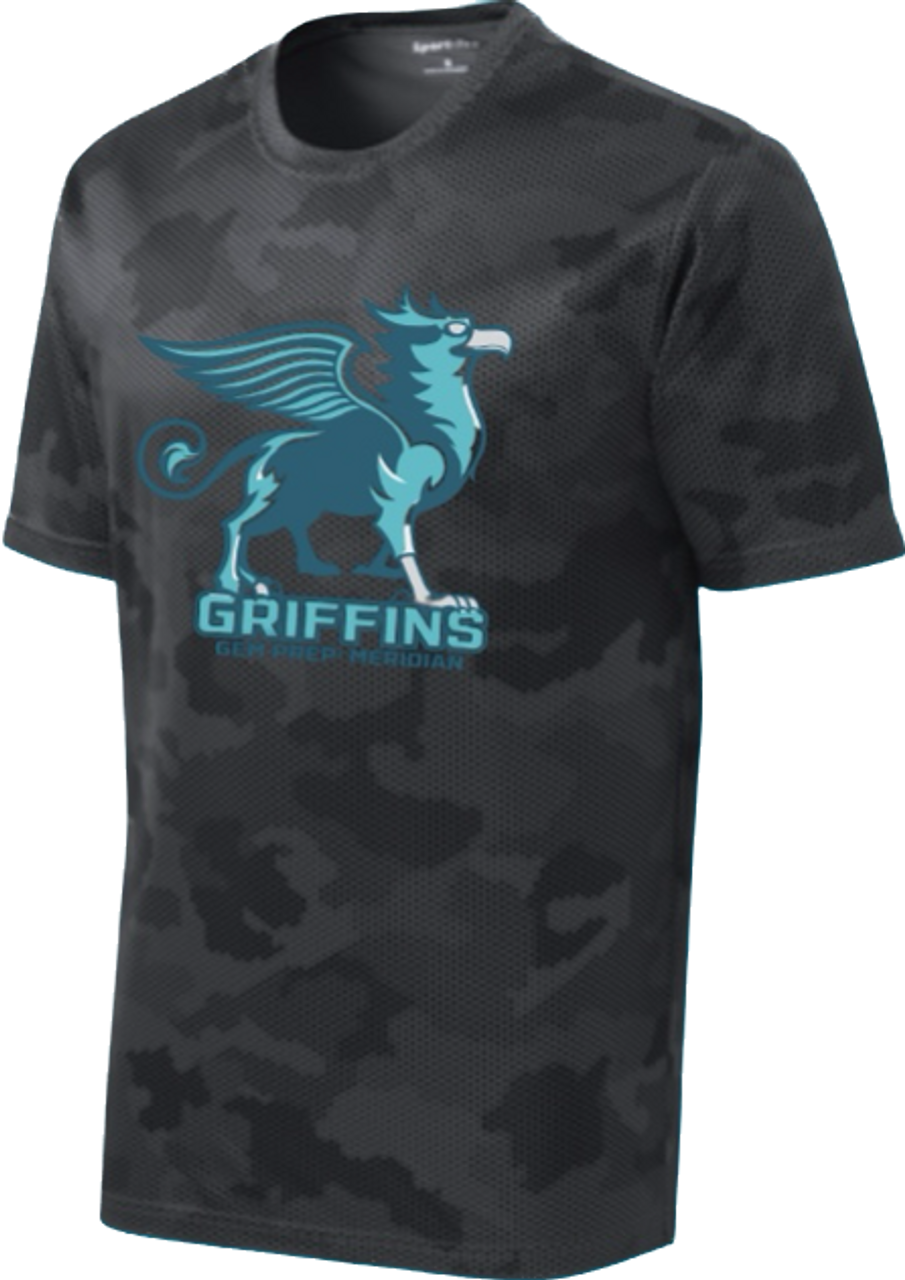 Gem Prep Camo Hex Tee with Griffins Logo - Educational Outfitters - Boise Gem Prep Camo Hex Tee with Griffins Logo - Educational Outfitters - Boise