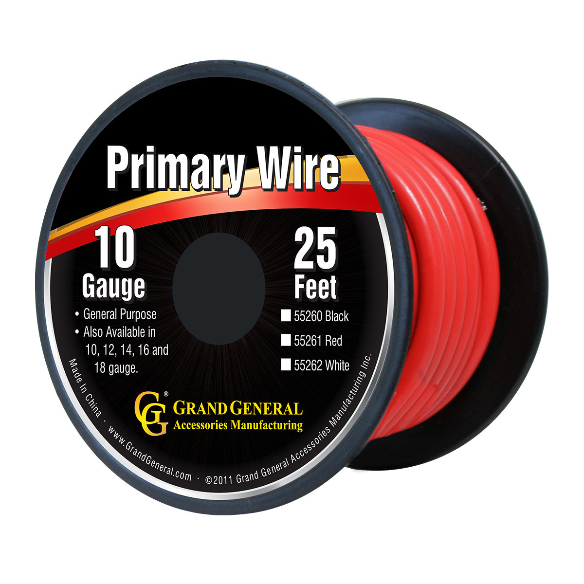 55261 25 Feet Primary Wire Roll with Spool - Grand General Accessories LLC