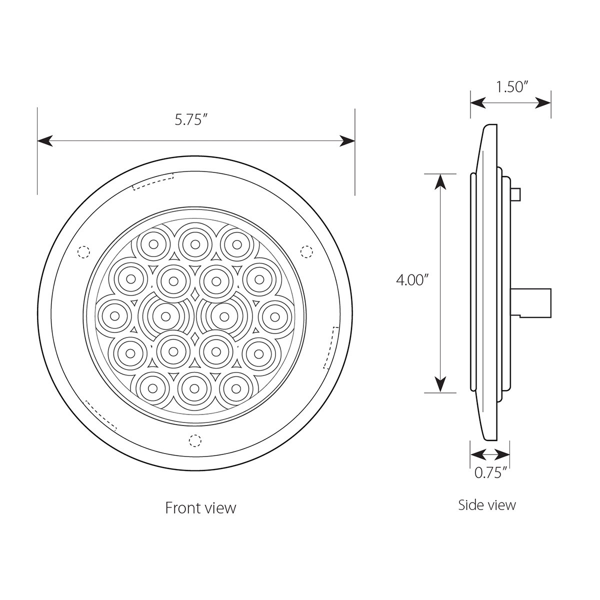 75902 Fleet Series 4" Flange Mount LED Light w/ Twist-On Bezel & 3-Pin ...