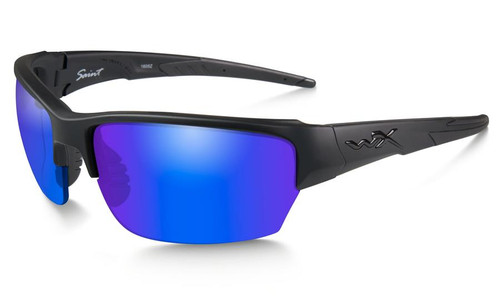 Wiley X Saint in Matte Black & Polarized Blue Mirror Lens - Speert ...