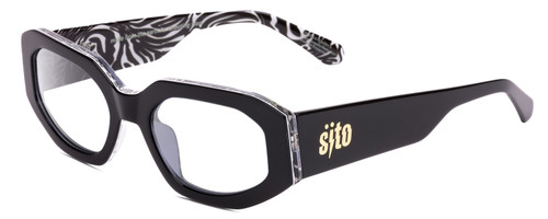 Sito Shades Juicy Women Square Glasses Black White Zebra Print Safari 53mm Rx Sv Speert