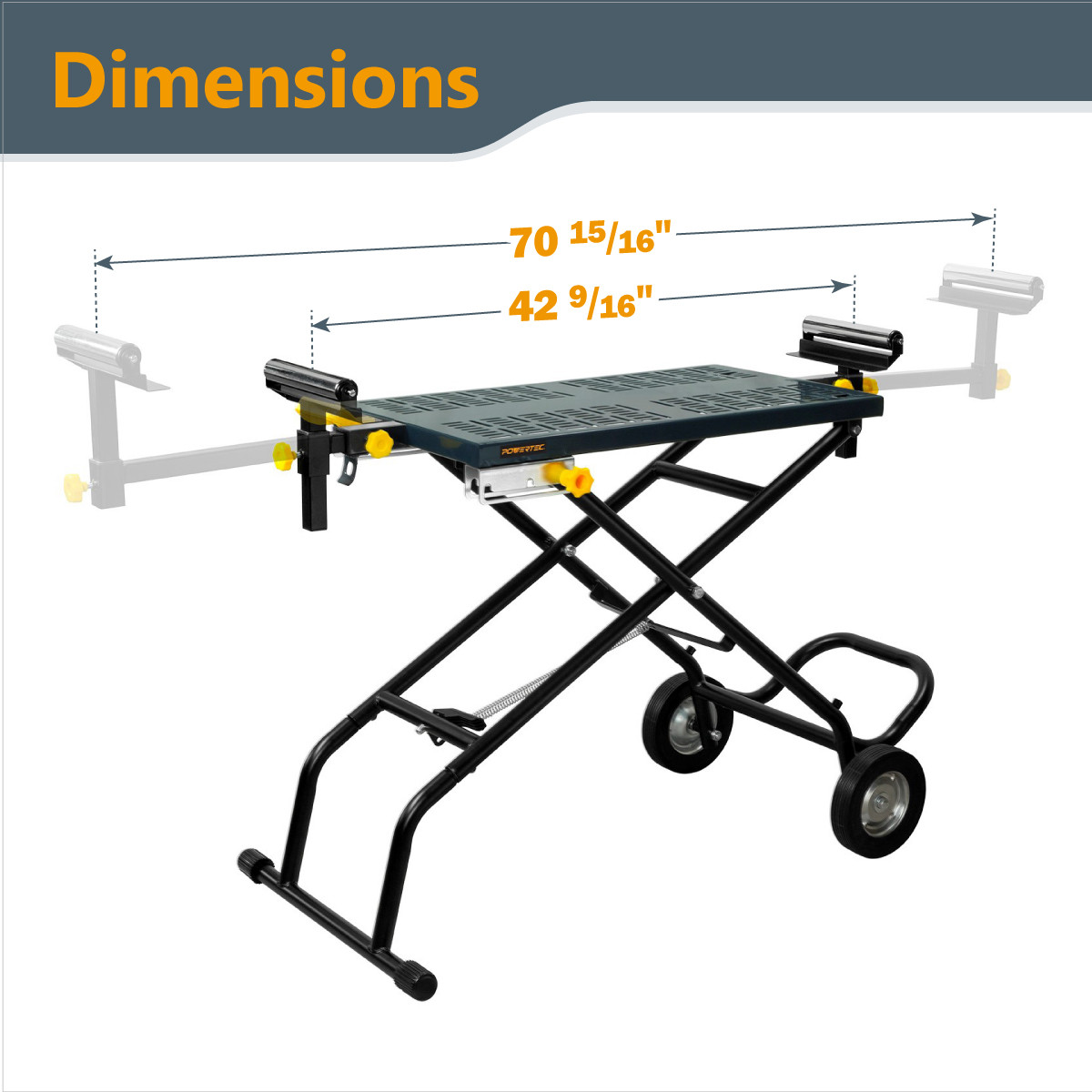 POWERTEC-Universal Mounting Deluxe Rolling Stand with impressive 440 lb ...