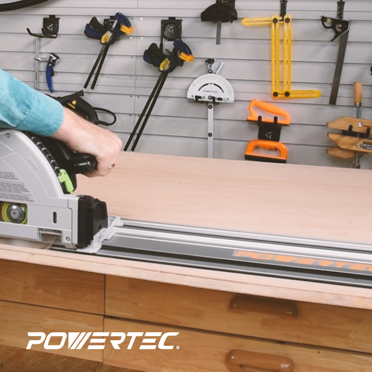POWERTEC 55 inch Track Saw Track for Makita or Festool Track Saws