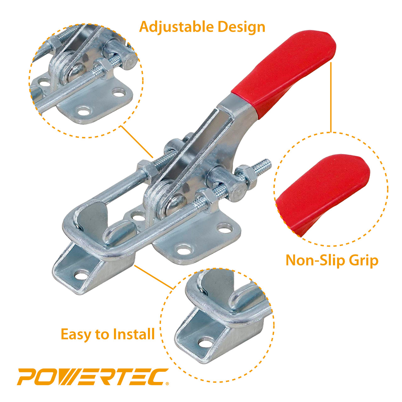 Latch-Action Toggle Clamp, 400 lbs Capacity-POWERTEC Woodworking Tools ...