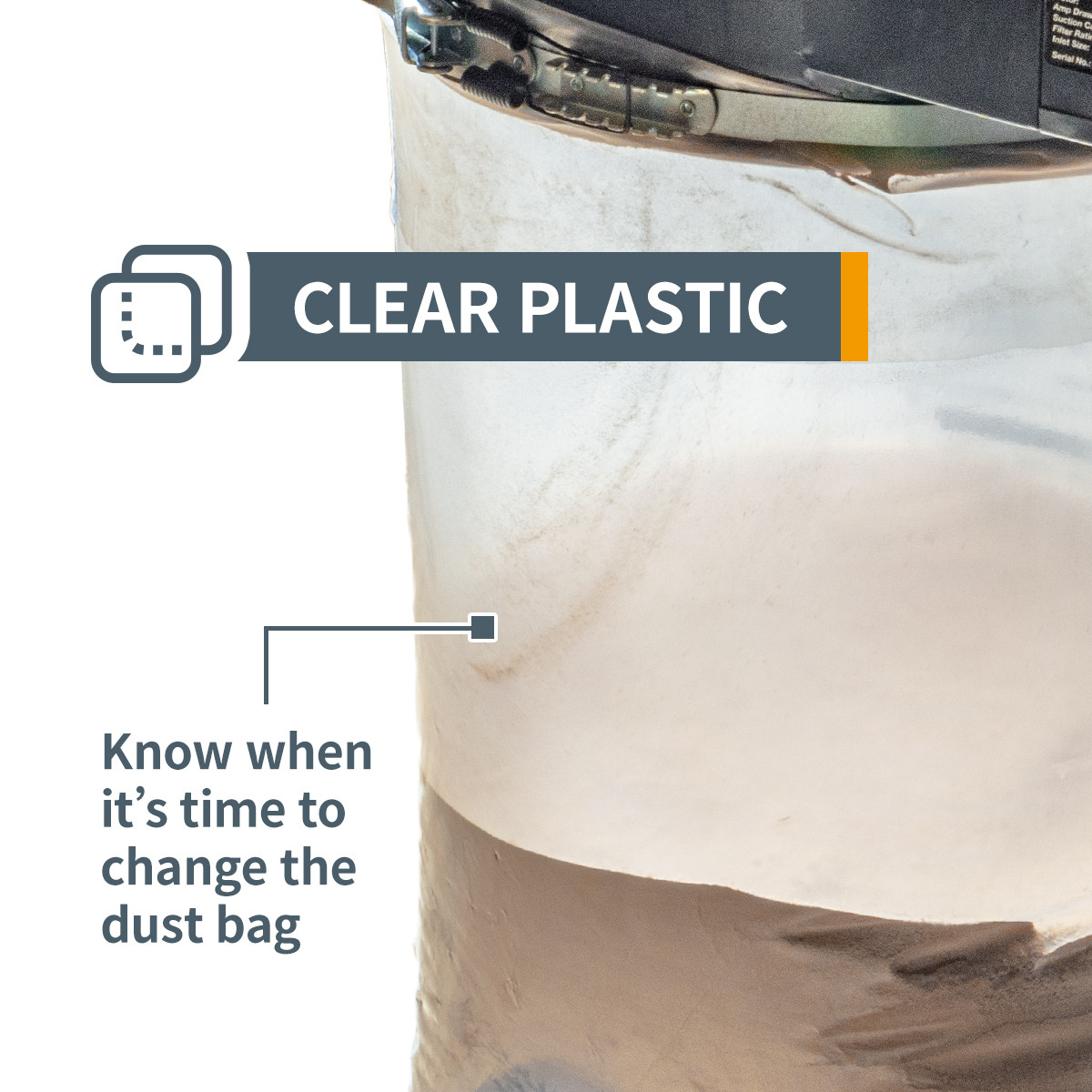 POWERTEC-Clear Plastic Dust Collection Bag, 20" Dia. x 43" , 5 PK ...