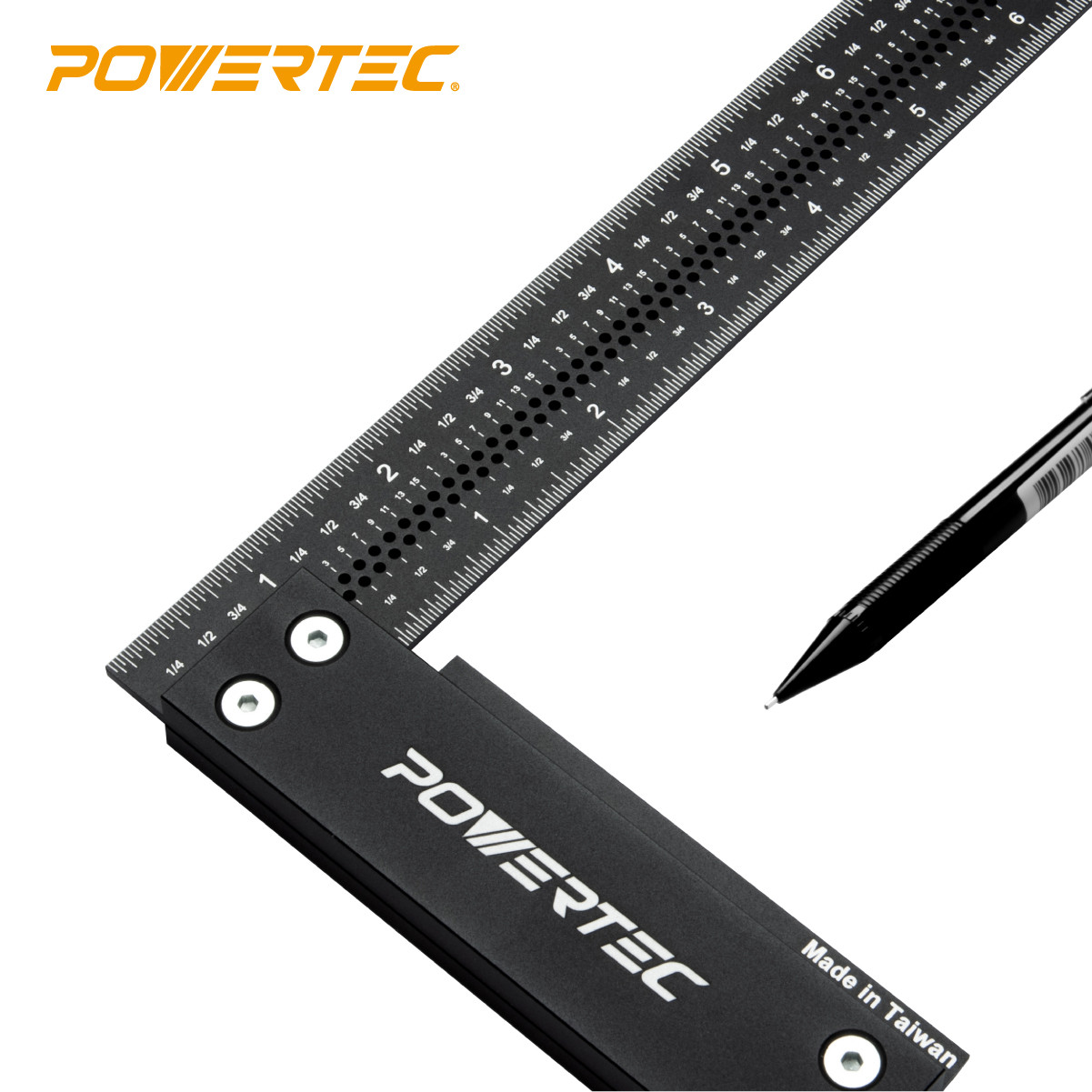 Precision Aluminum Square Ruler 8 Inch - PowerTec - Woodworking Accessories