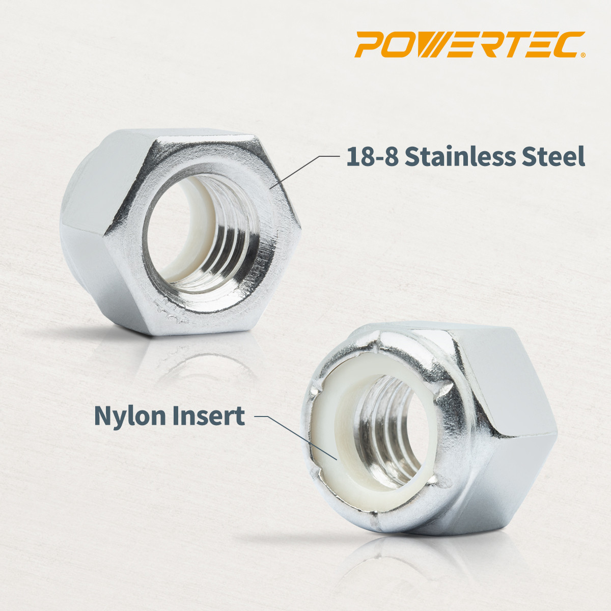 Stainless Steel 304 Nylon Insert Lock Nut,3/8"-16, 1/4"-20, 5/16"-18 ...