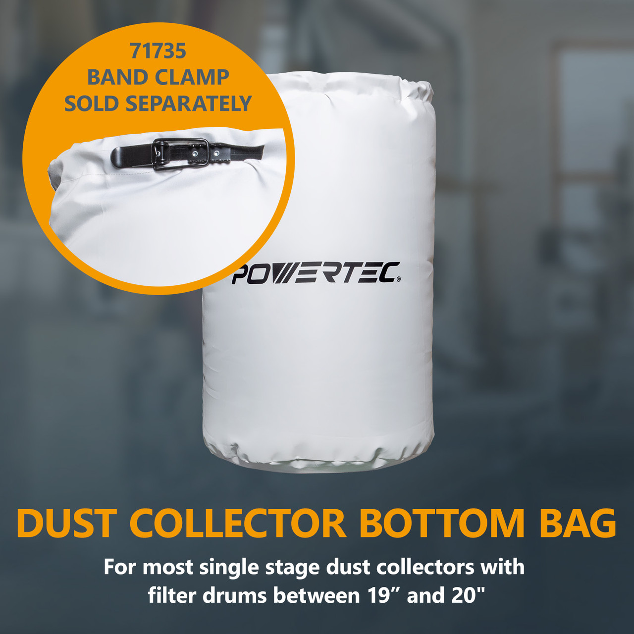 Dust Collector Lower Bag 70351 20" Dia. x 30" with Zipper, 1 PK ...