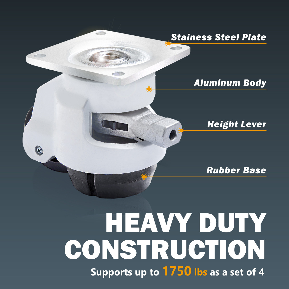 17300 2" Leveling Casters, Retractable and Swivel Castors, Set of 4 ...