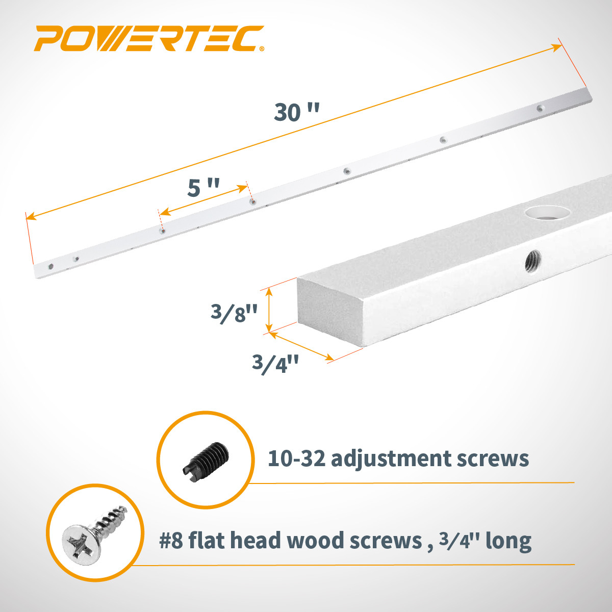 71144-P2 30-Inch Miter Gauge Jig and Fixture Bar for Woodworking, 2PK