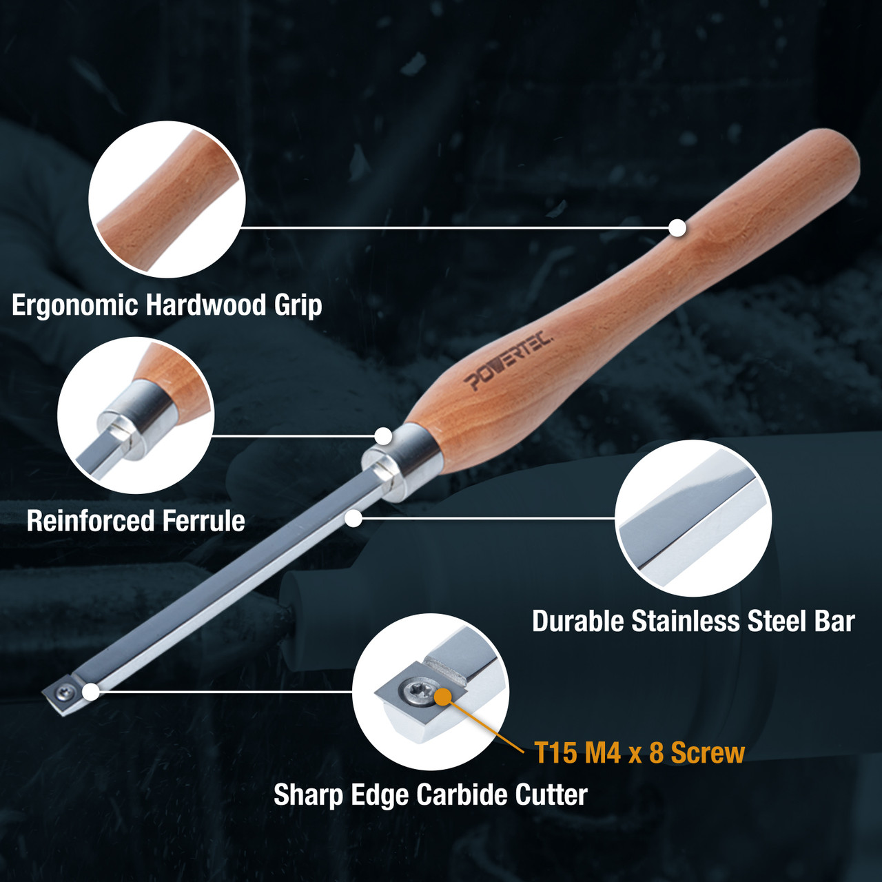 71825 Carbide Tipped Woodturning Tool, 3 Piece Set
