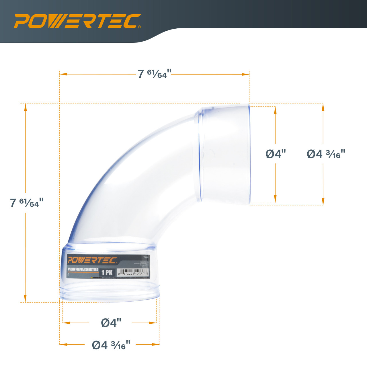 70368 4 Inch ID 90 Degree Elbow for 4 Inch OD Dust Collection Pipes ...