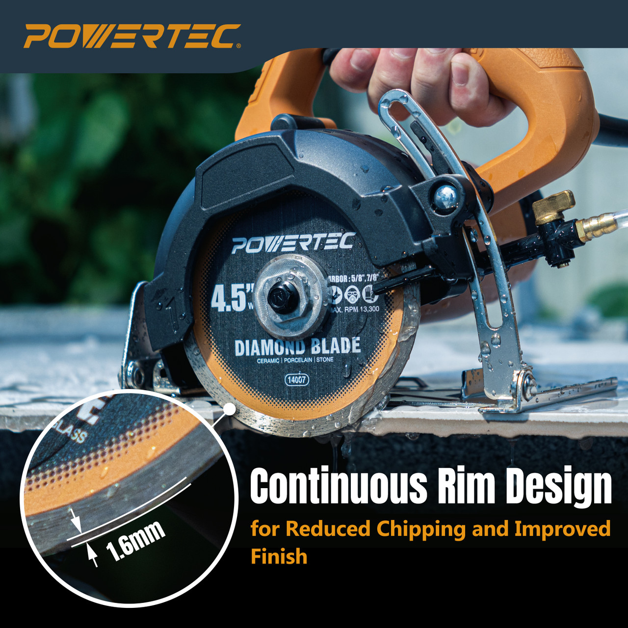 14007 4-1/2 Inch Continuous Rim Diamond Saw Blade for Angle Grinder Wet ...