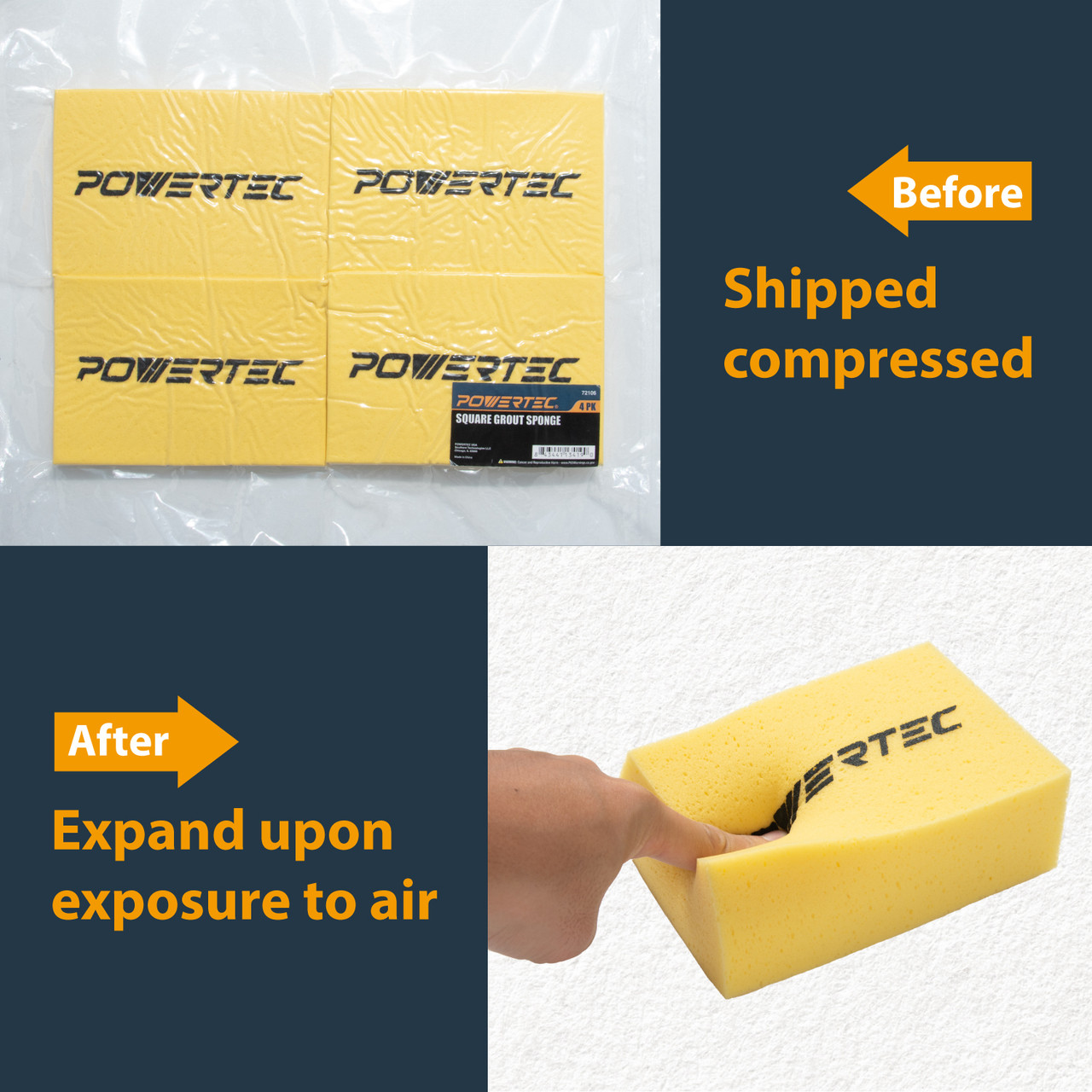 72106 Square Grout Sponge for Tile - 4 Pack