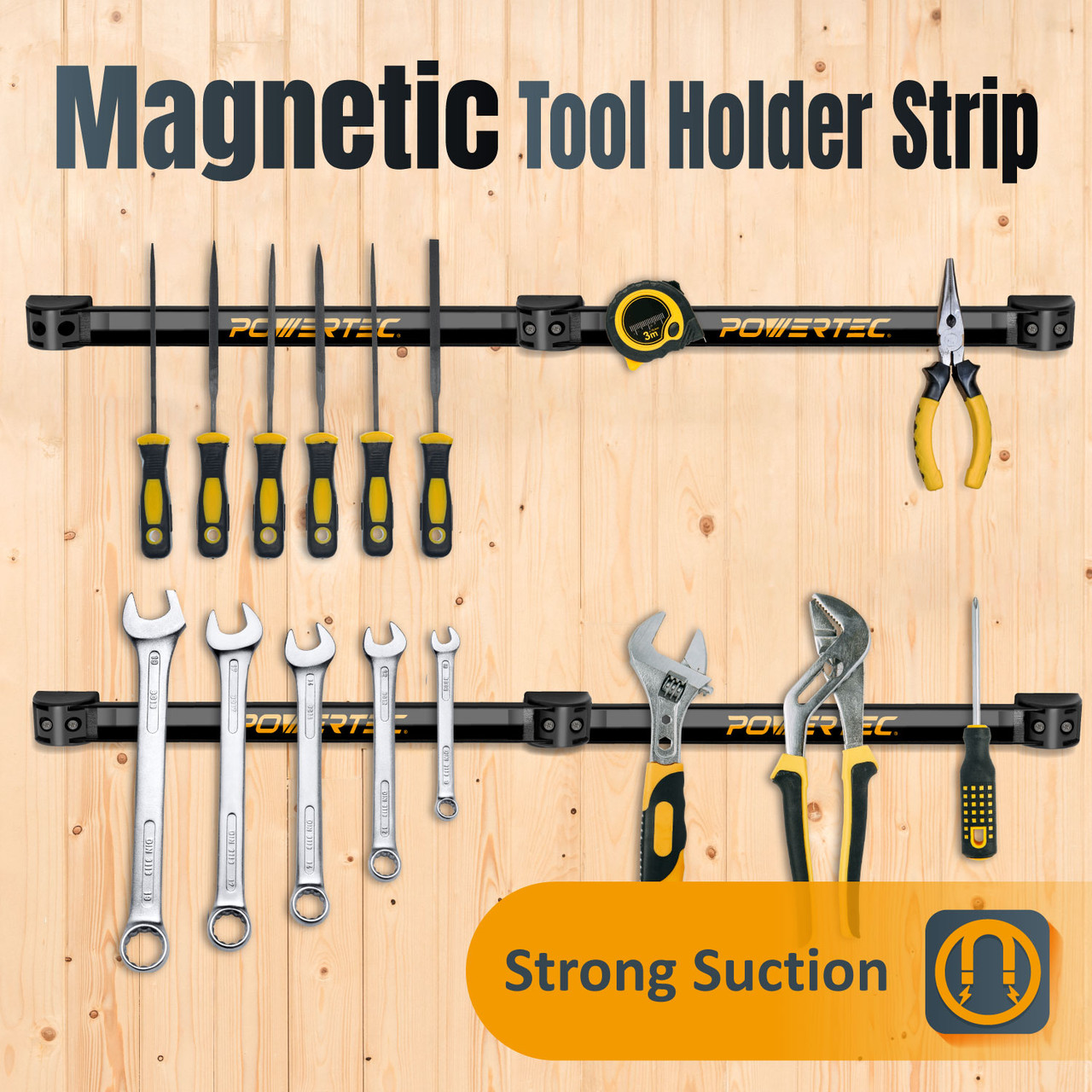 POWERTEC 71965 Magnetic Tool Holder Strip 12" - 4 Pack Heavy Duty ...