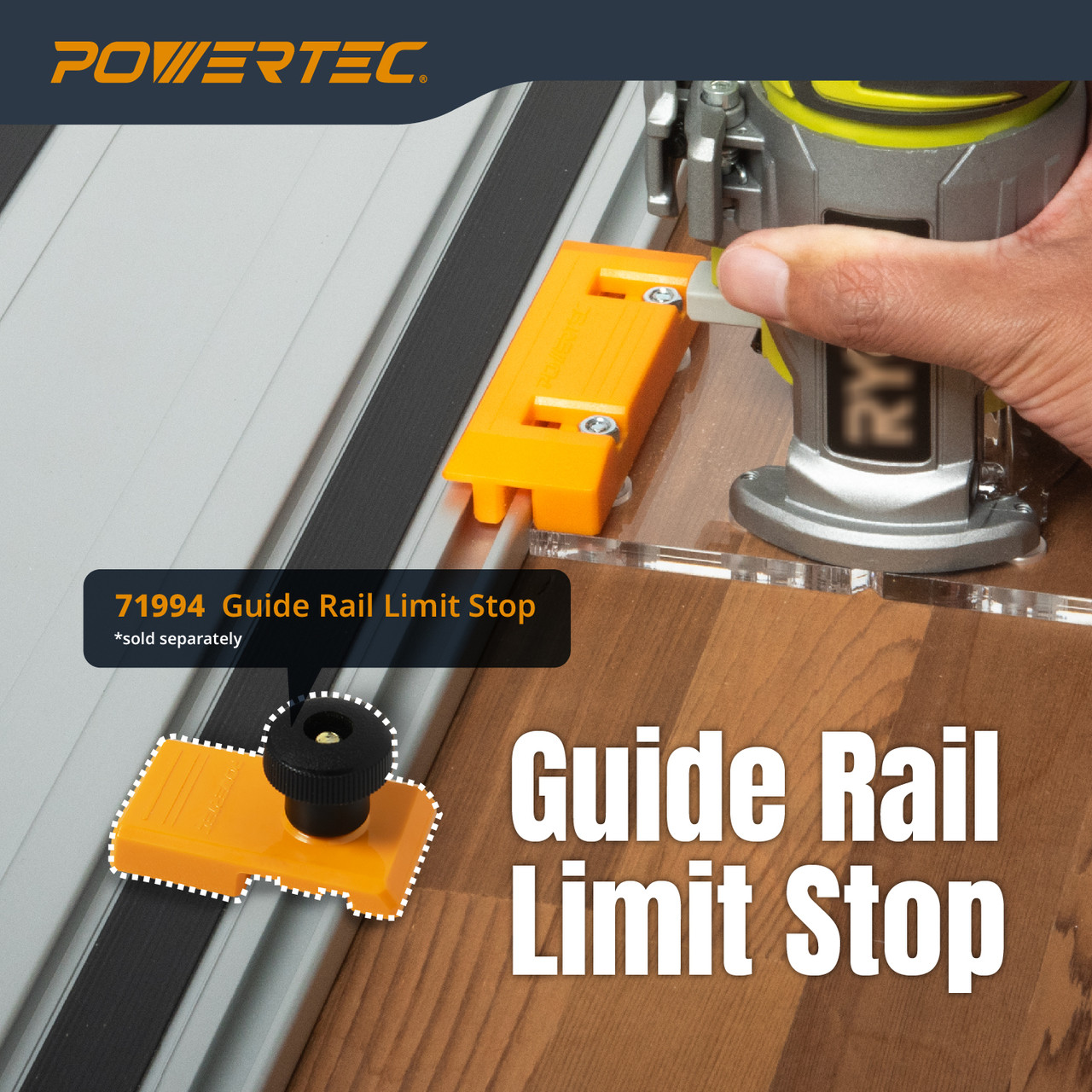Router Guide Rail Adapter for Ryobi P601/PCL424/Ridgid R2911 - POWERTEC