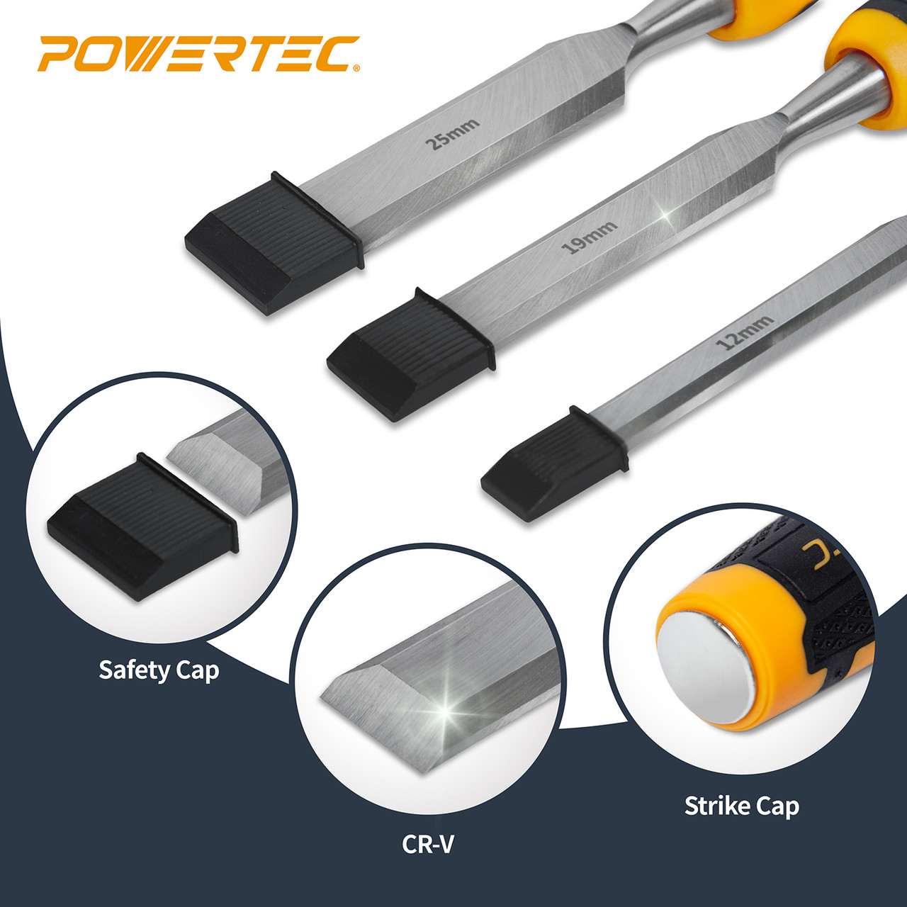 72136 ood Chisel 3 Piece Set - 1", 3/4" & 1/2" Bevel-Edge Bench Chisels ...