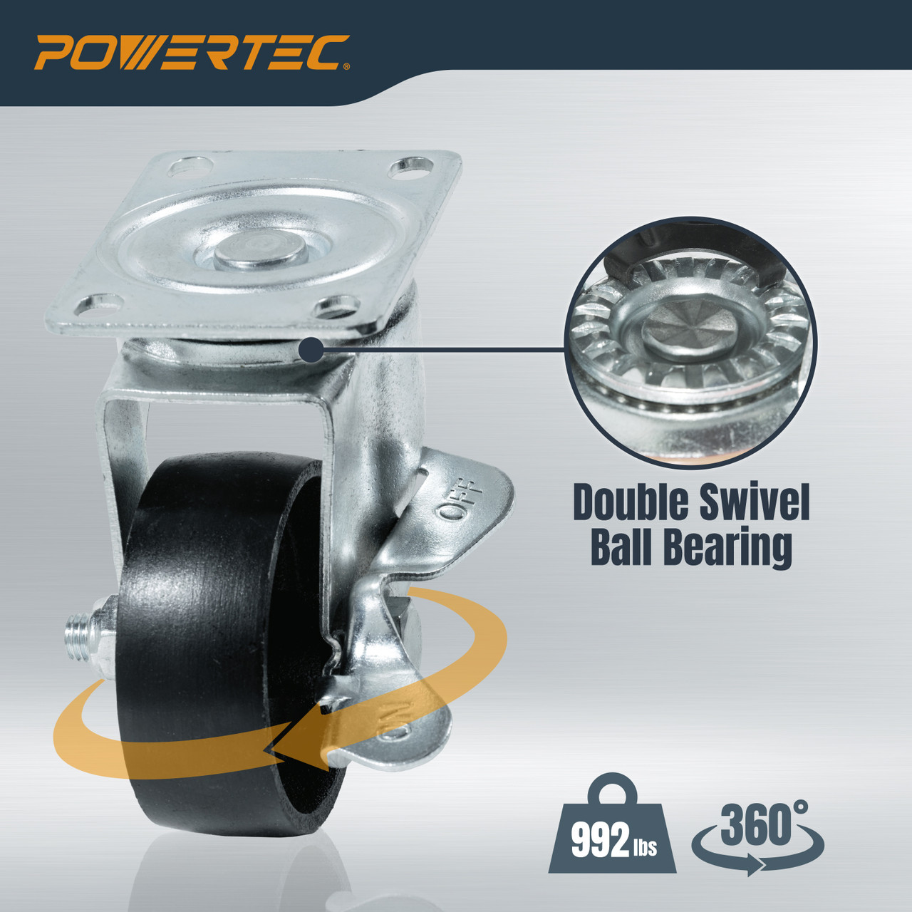 3 Inch Swivel Caster Wheels Set of 4 - POWERTEC