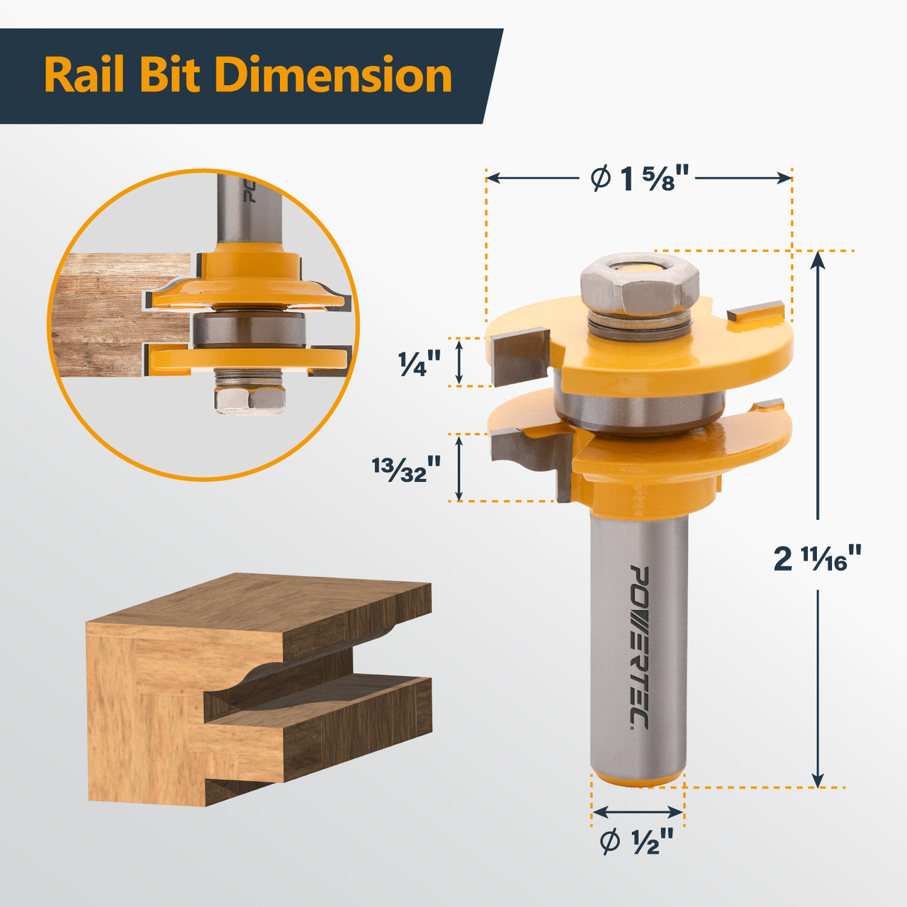 Cabinet Door Rail & Stile Router Bit Set - POWERTEC