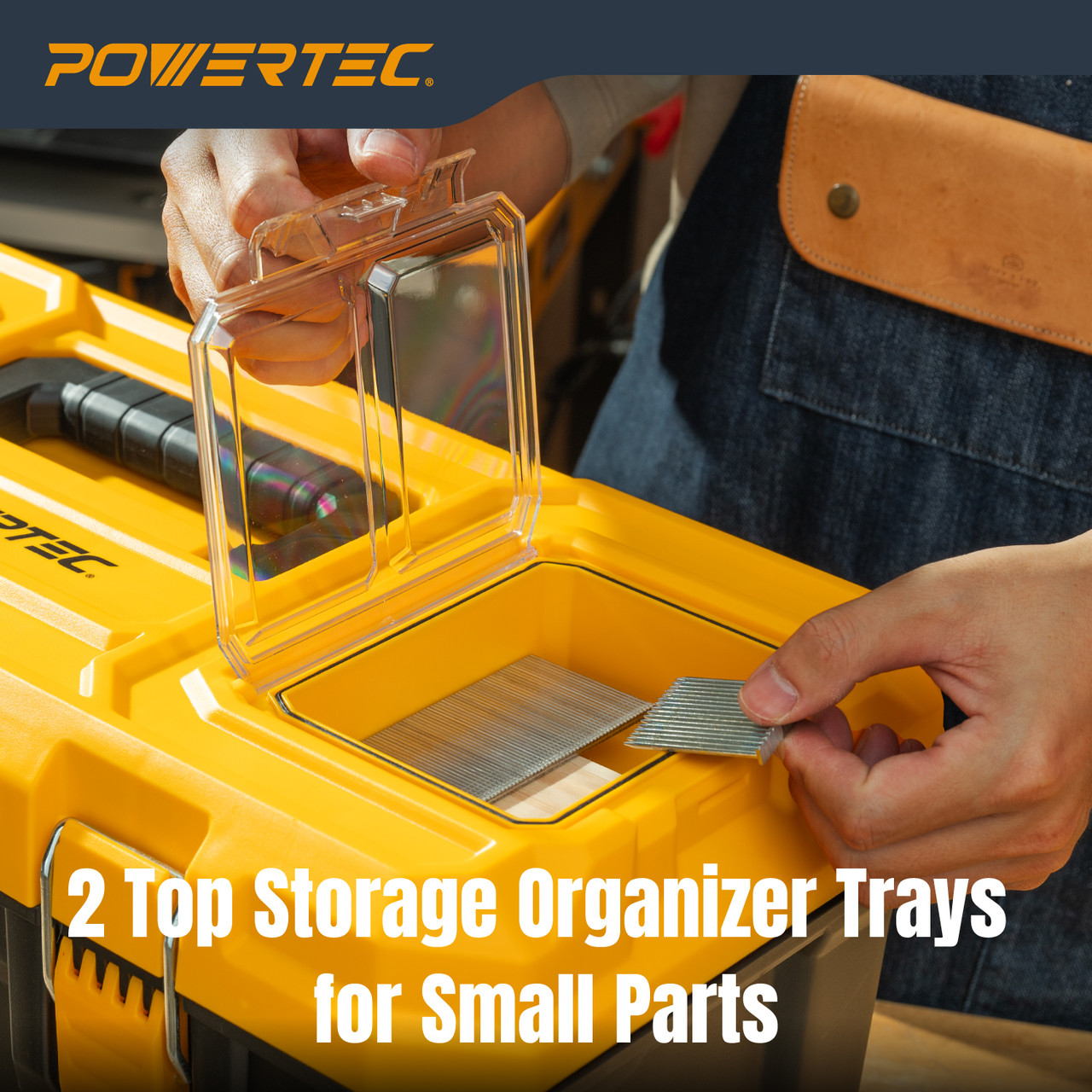 22-Inch Lockable Tool Box with Trays – POWERTEC